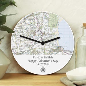 Personalised Map Clock. Custom Map Wall Clock. Location Gift. Ideal ...
