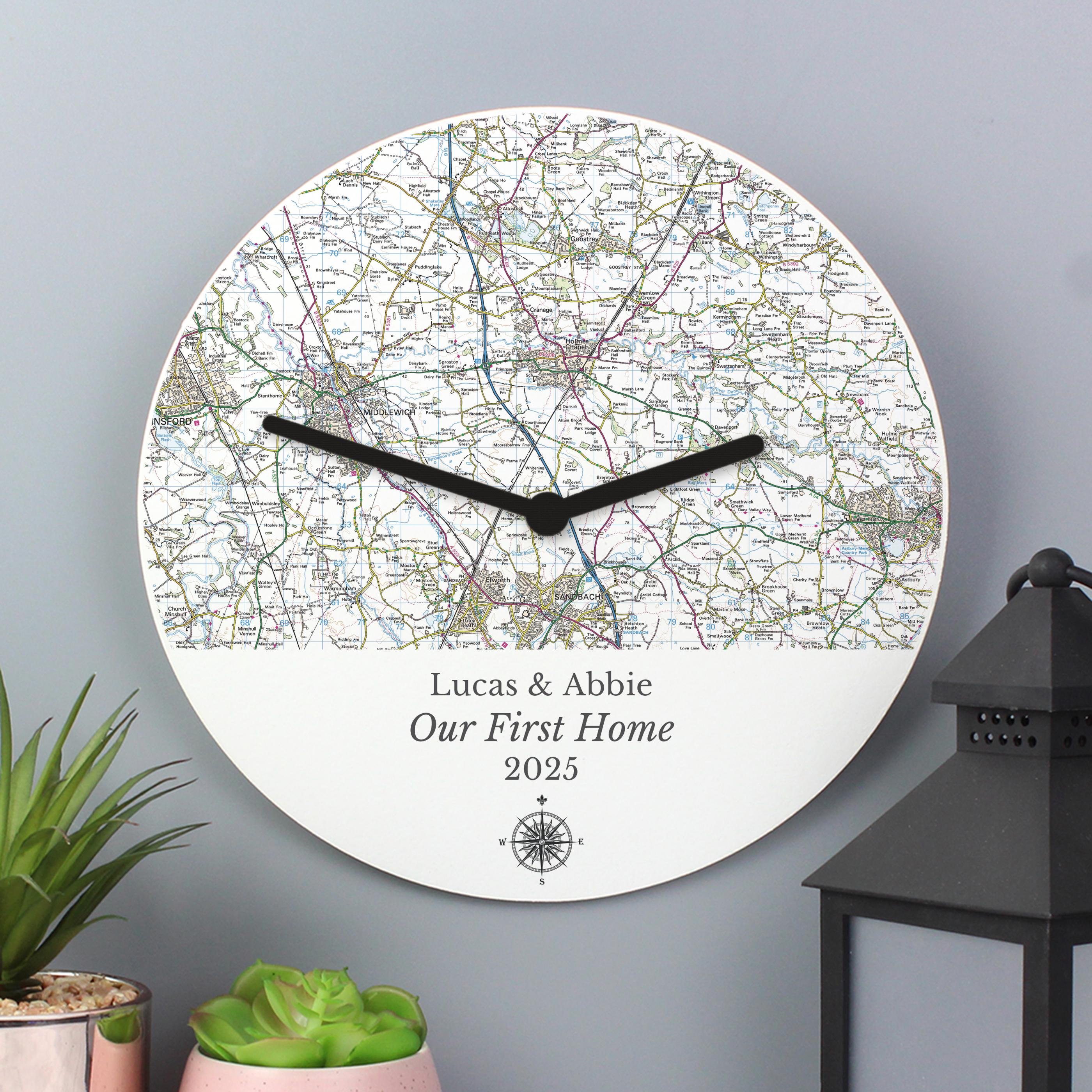Personalised Map Clock, Custom Map Wall Clock, Location Gift, Ideal ...