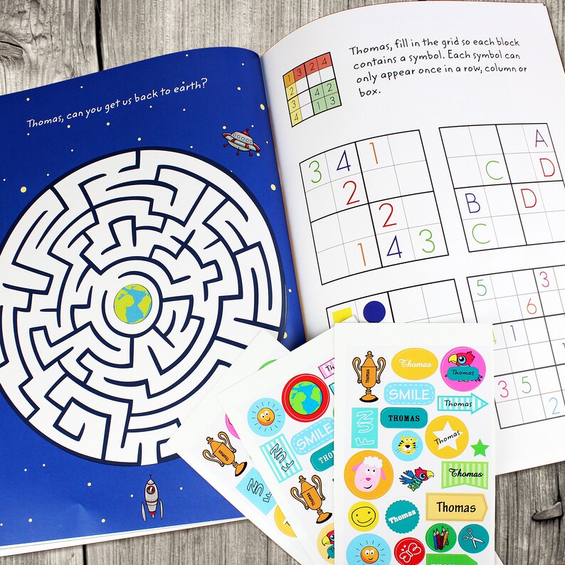 Kids Activity Book. Personalised Children's Activity Pack With Stickers ...