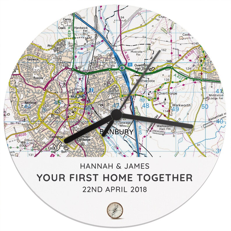 Personalised Map Clock. Custom Map Wall Clock. Map Location | Etsy UK