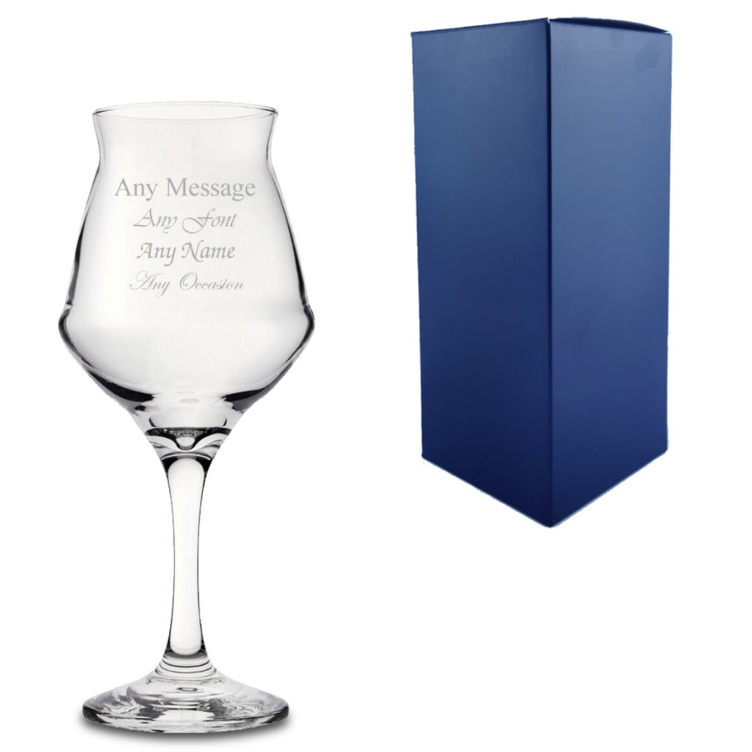 Engraved Beer Glass With Gift Box. 14oz Sommelier Glass. 11 Fonts to ...