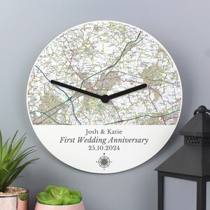 Personalised Map Clock. Custom Map Wall Clock. Location Gift. Ideal ...