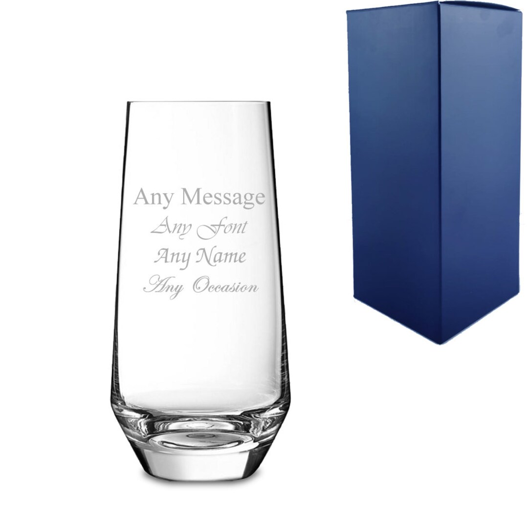 Engraved Glass, Personalised Glass, High Ball Glass With Gift Box, Any ...