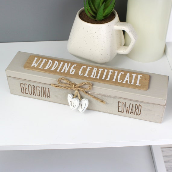 Personalised Wedding Certificate Holder. Wooden Wedding | Etsy
