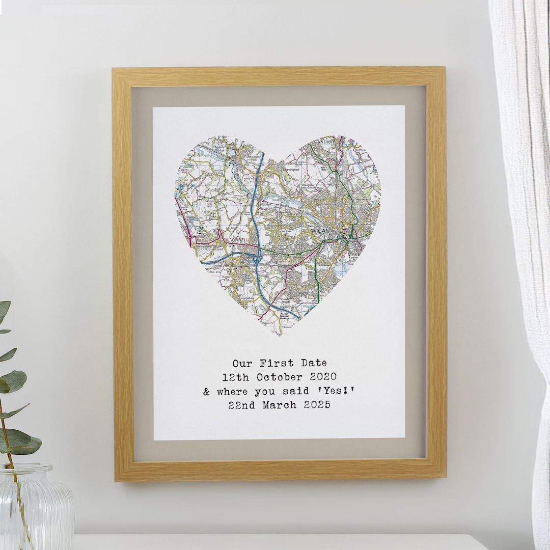 Personalised Map Gift. Custom Map With Oak Frame. New Home, Birthday ...