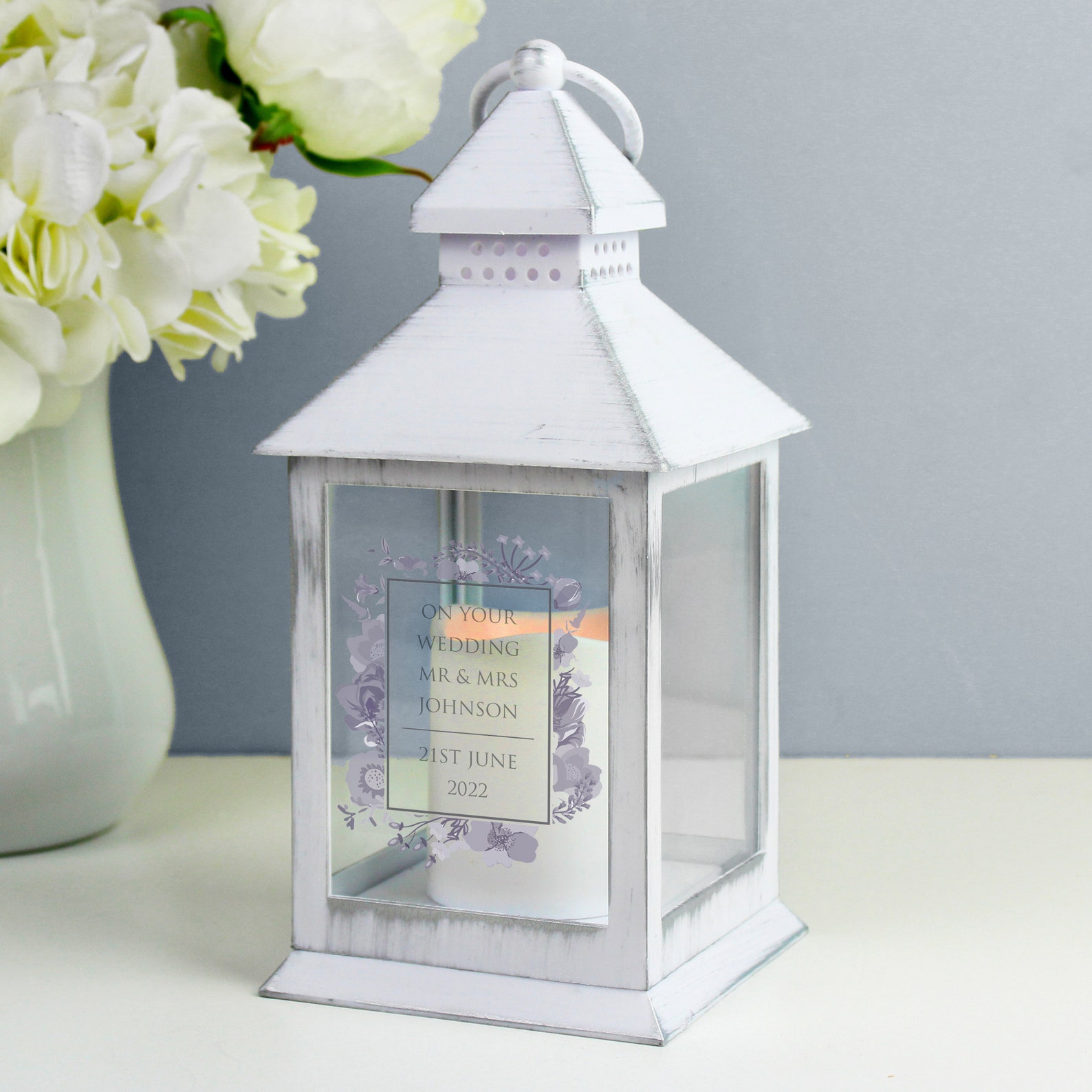 Personalised Indoor LED Lantern – Watercolour Flickering Flame Light ...