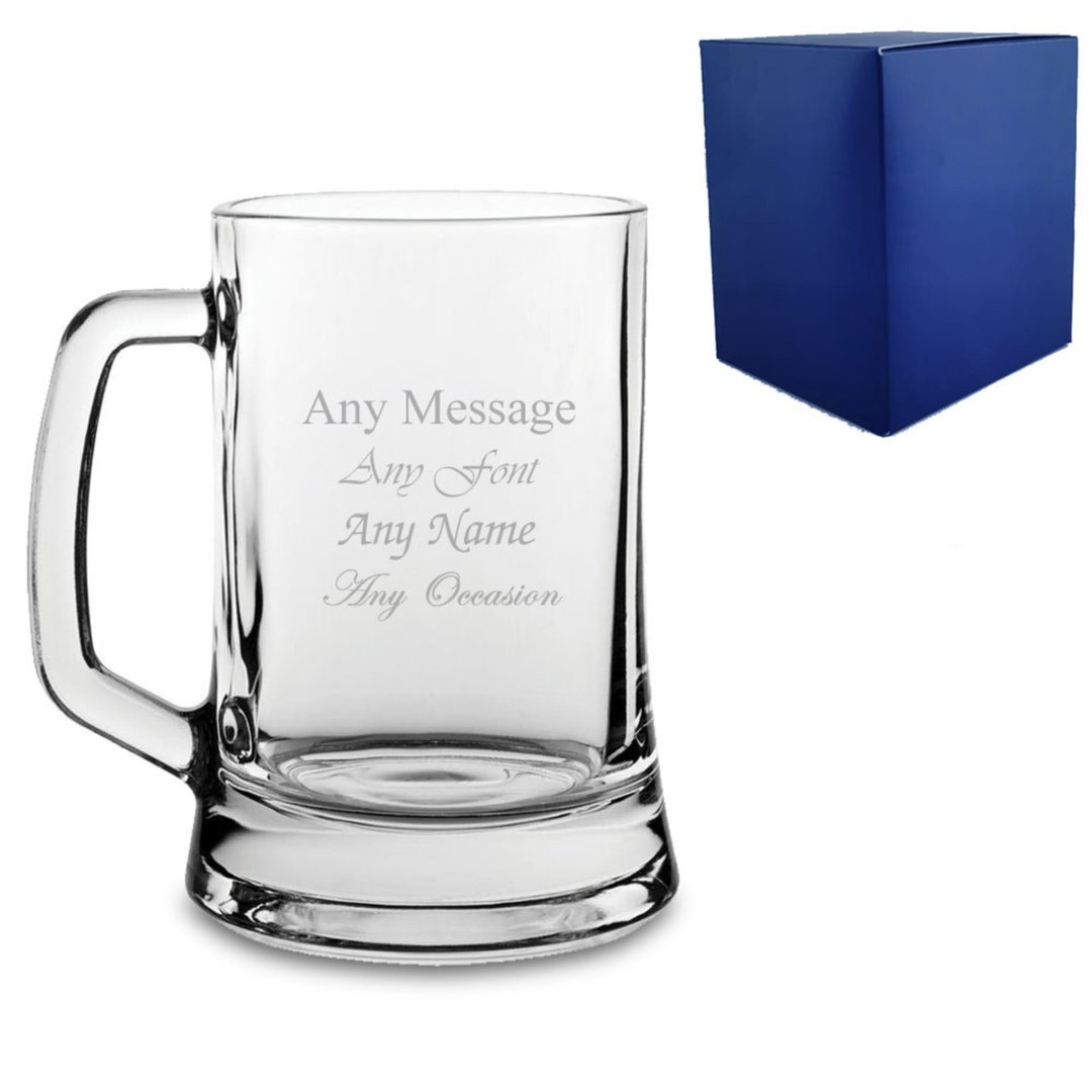 Personalised Engraved Beer Glass Tankard. Any Message Engraved With ...