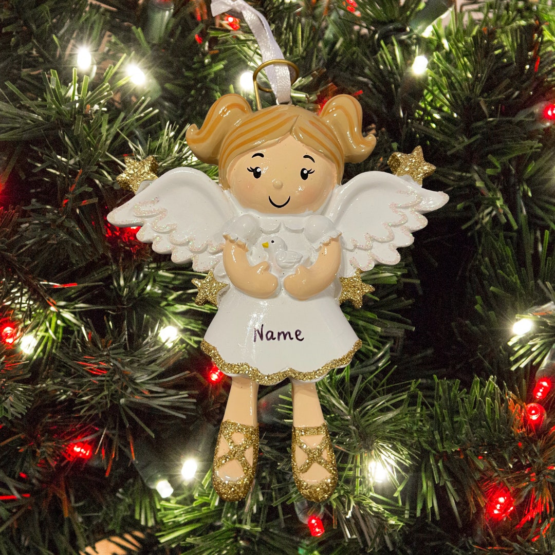 Angel Tree Decoration. Personalised Guardian Angel Ornament. Christmas ...