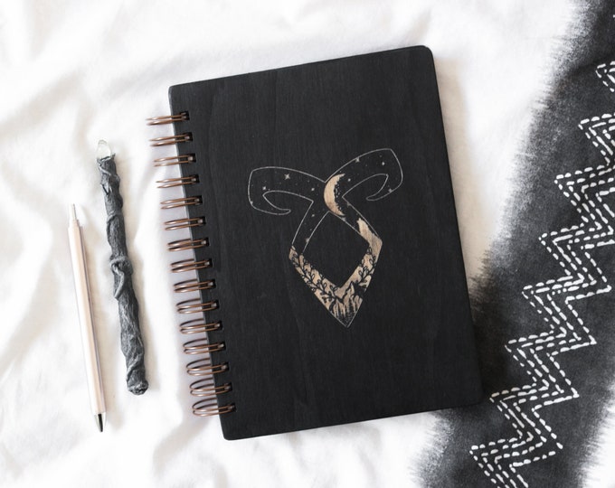 Wooden Notebook, Shadowhunter Inspired, Handmade and Engraved, A5 Sized ...
