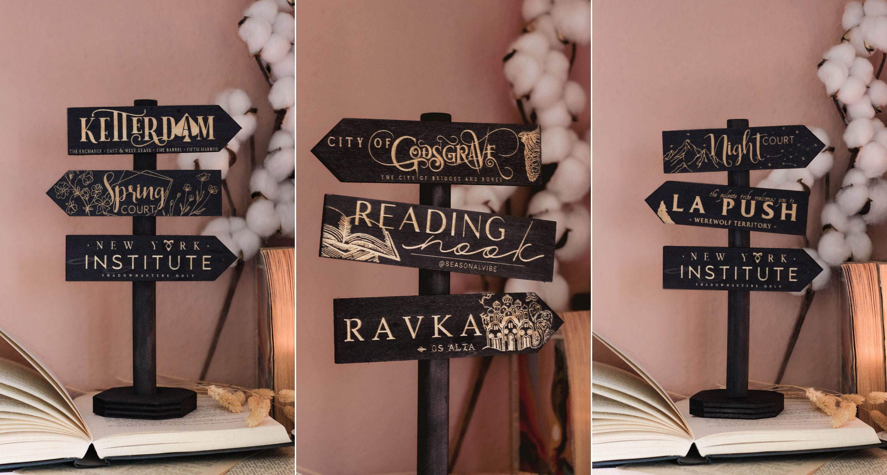 Standing Wooden Signposts Laser Engraved Literary Places - Etsy Australia