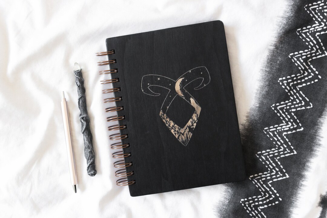 Wooden Notebook, Shadowhunter Inspired, Handmade and Engraved, A5 Sized ...