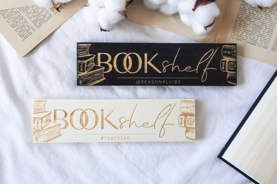 Custom Book Shelf Sign, Individual Large Wooden Signpost Laser Engraved ...