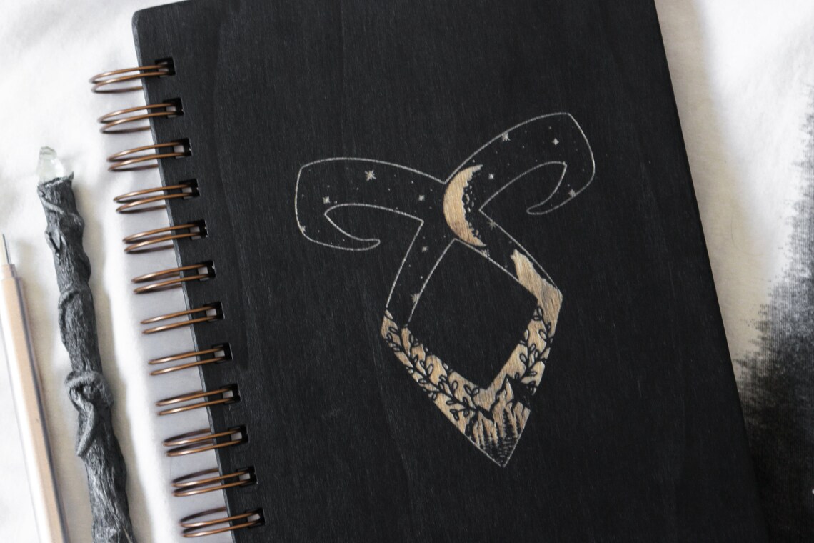 Wooden Notebook Shadowhunter Inspired Handmade and Engraved | Etsy