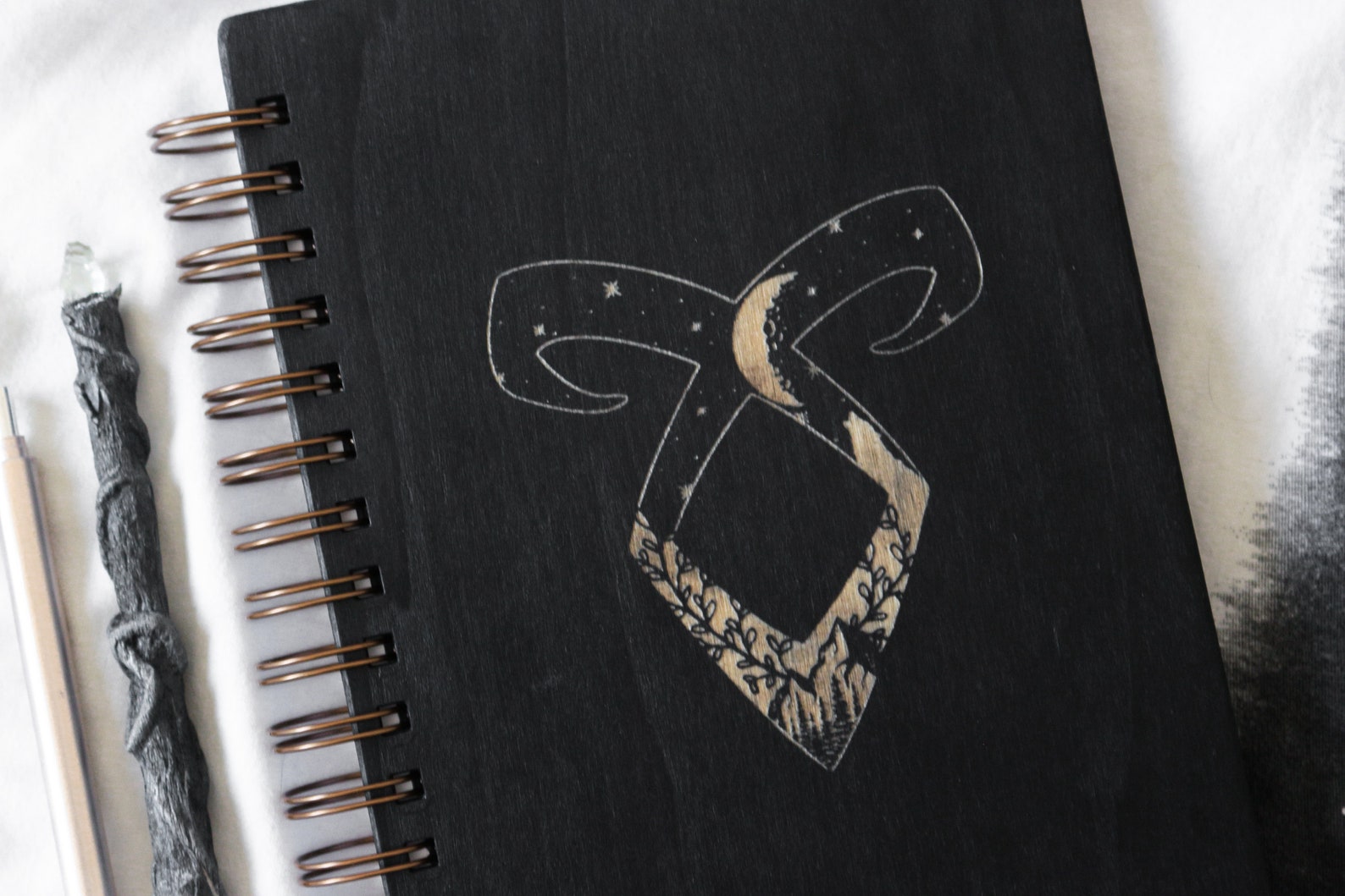 Wooden Notebook Shadowhunter Inspired Handmade and Engraved | Etsy