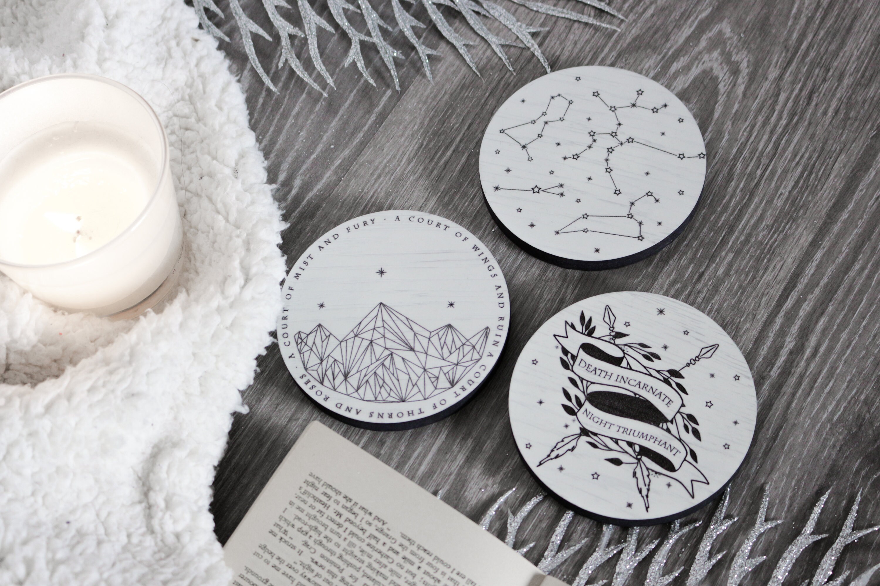 INDIVIDUAL COASTERS ACOMAF & Night Court Inspired Wood - Etsy