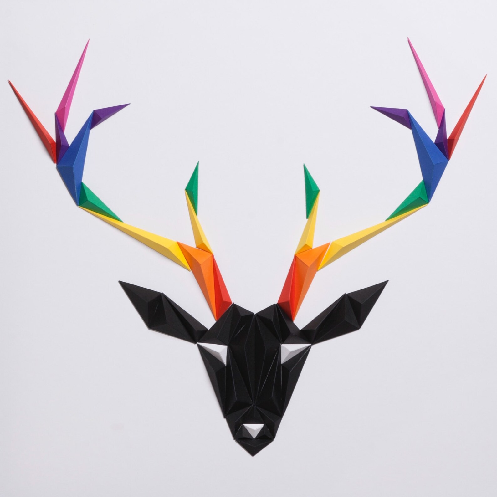 RAINBOW ANTLERS Paper Artwork 20 X 20 Paper Art, Wall Art, Handmade ...