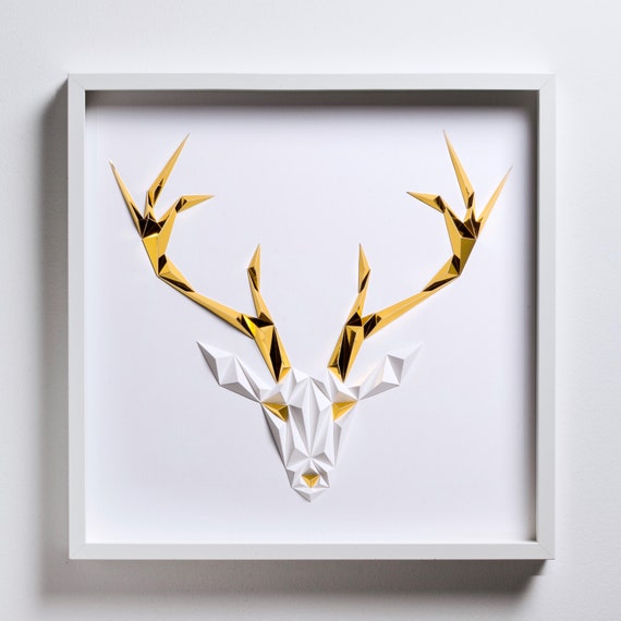 Golden Antlers WHITE REINDEER GOLDEN ANTLERS + BELL CHRISTMAS TREE
