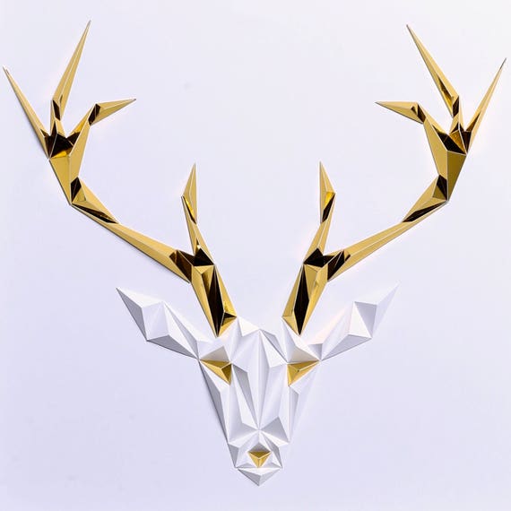 Golden Antlers WHITE REINDEER GOLDEN ANTLERS + BELL CHRISTMAS TREE