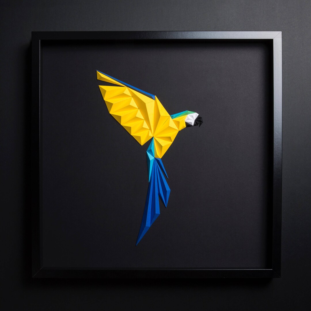 MACAW ARTWORK, Paper Art, Black Artwork, Modern Art, Gift for Him, Home ...