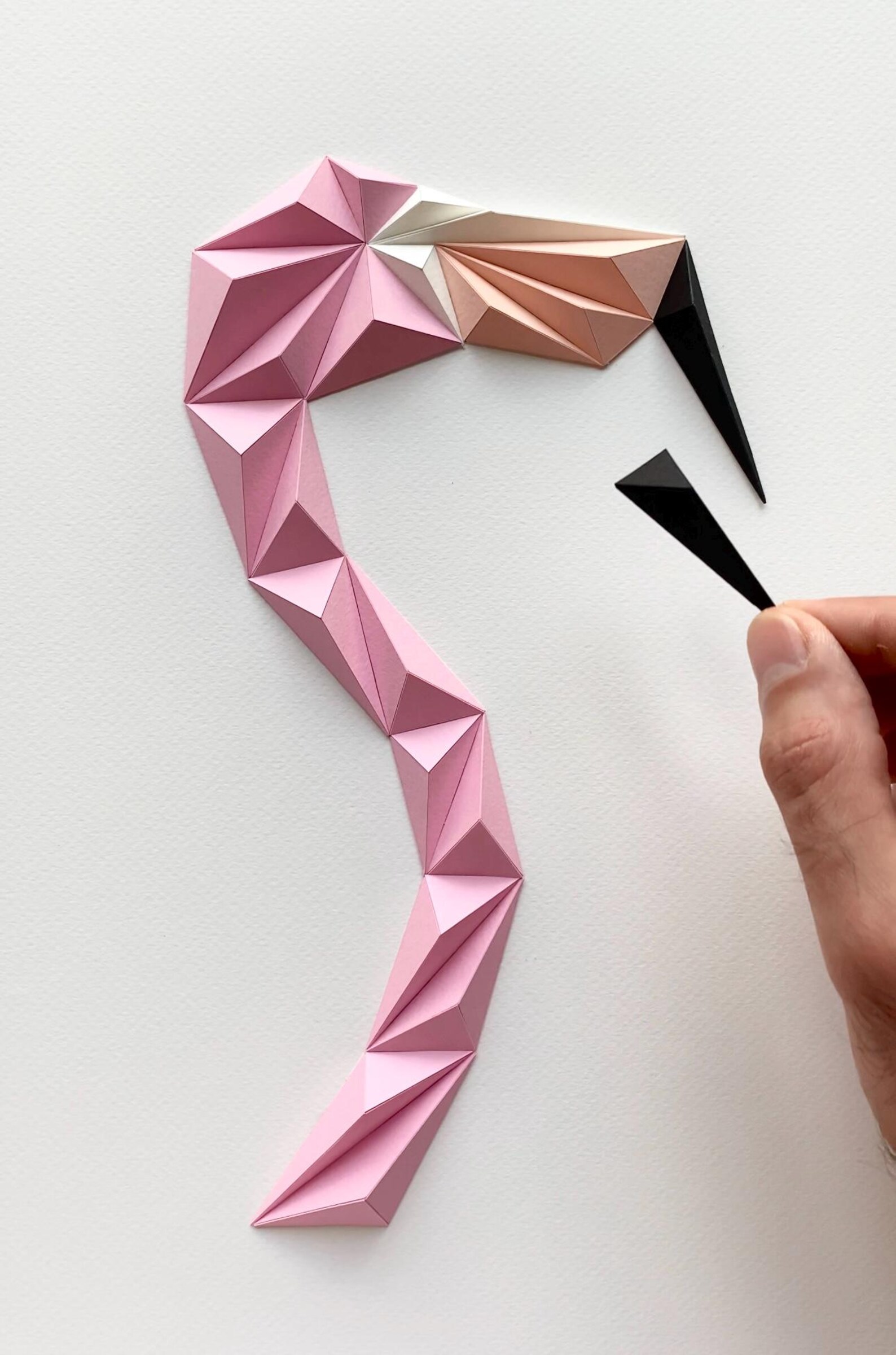 FLAMINGOS, Paper Art, Flamingo Wall Art, Pink Wall Decor, Handmade Art ...