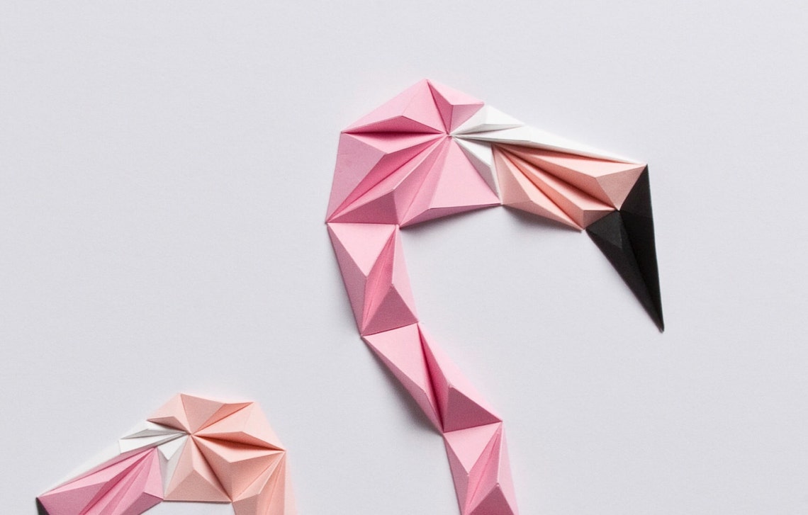 FLAMINGOS Paper Art Flamingo Wall Art Pink Wall Decor - Etsy