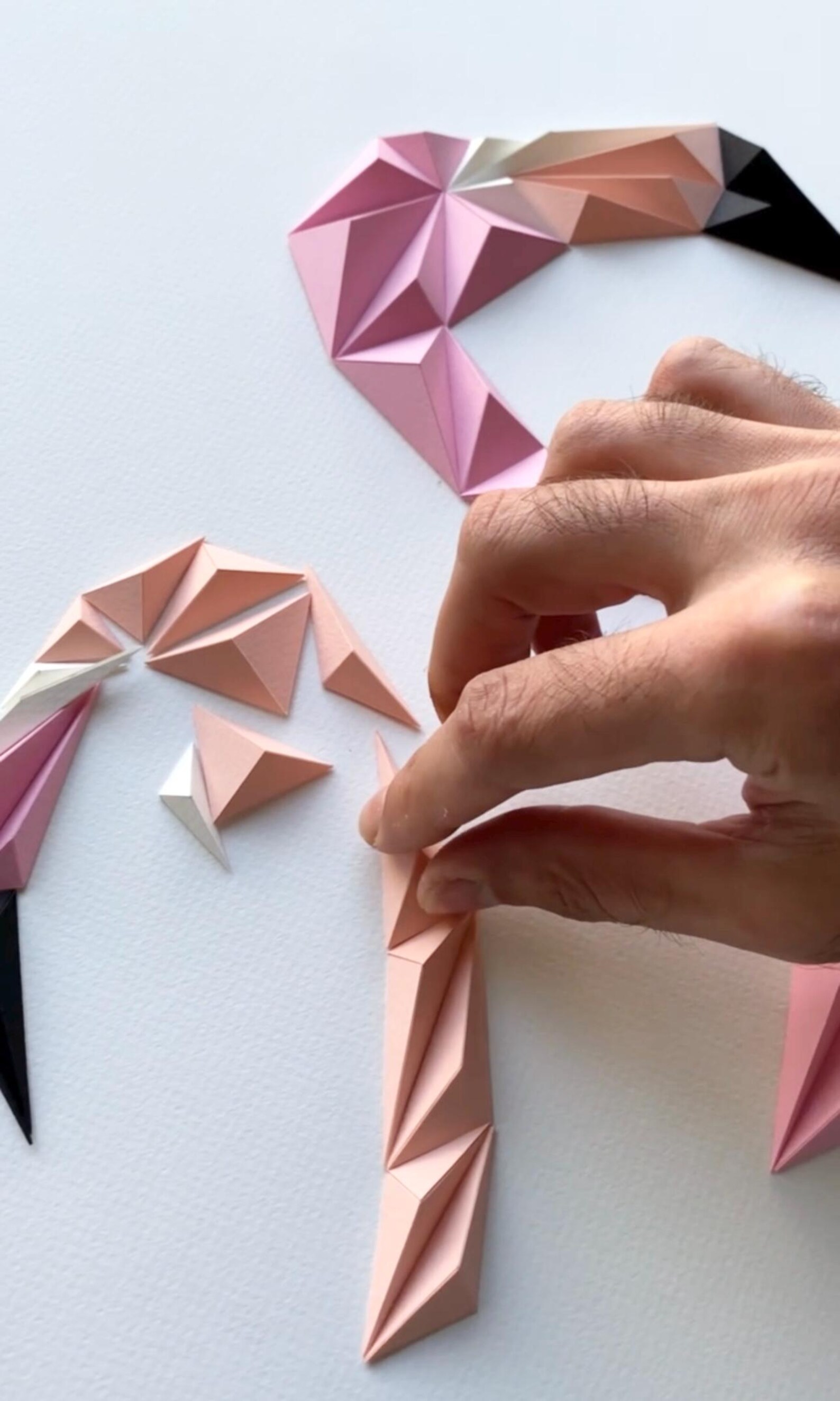 FLAMINGOS, Paper Art, Flamingo Wall Art, Pink Wall Decor, Handmade Art ...