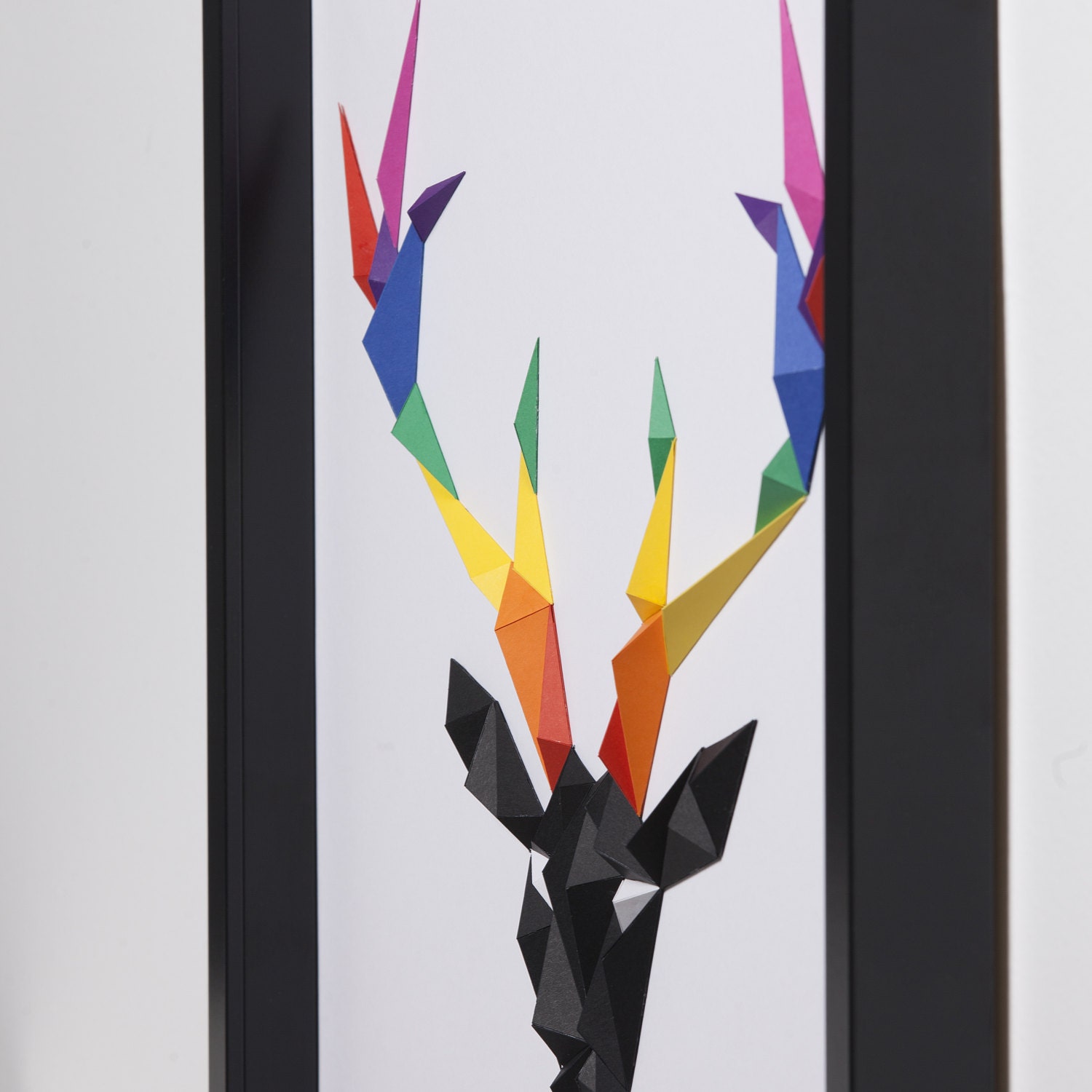 RAINBOW ANTLERS Paper Artwork 20 X 20 Paper Art, Wall Art, Handmade ...