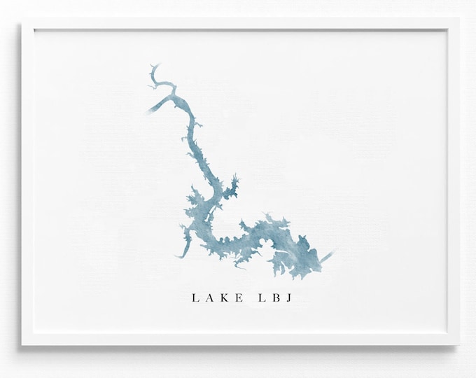 Lake Lyndon B. Johnson Texas Printable Map, Lake LBJ Wall Art, Lake LBJ ...