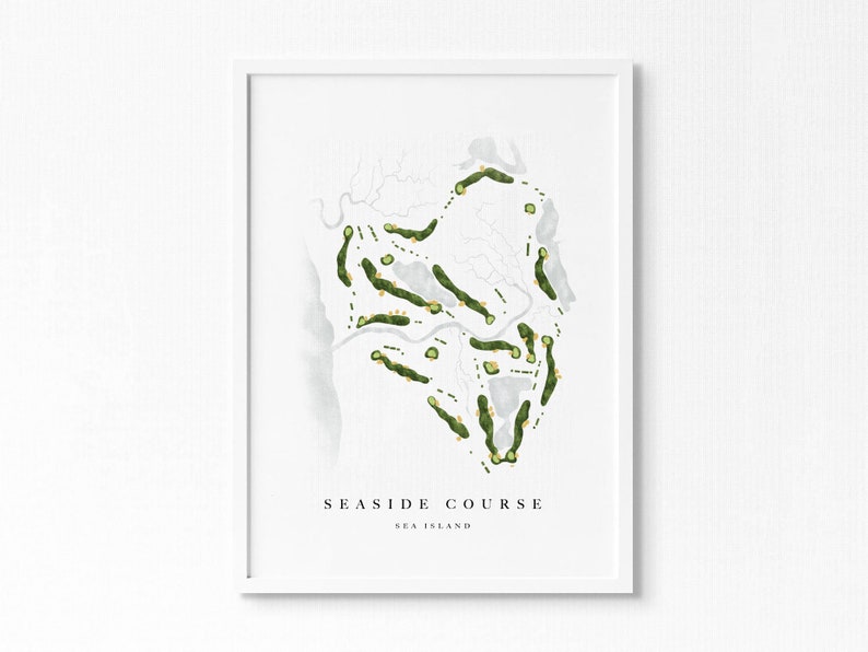 Seaside Course Sea Island GA Golf Course Map Golfer | Etsy