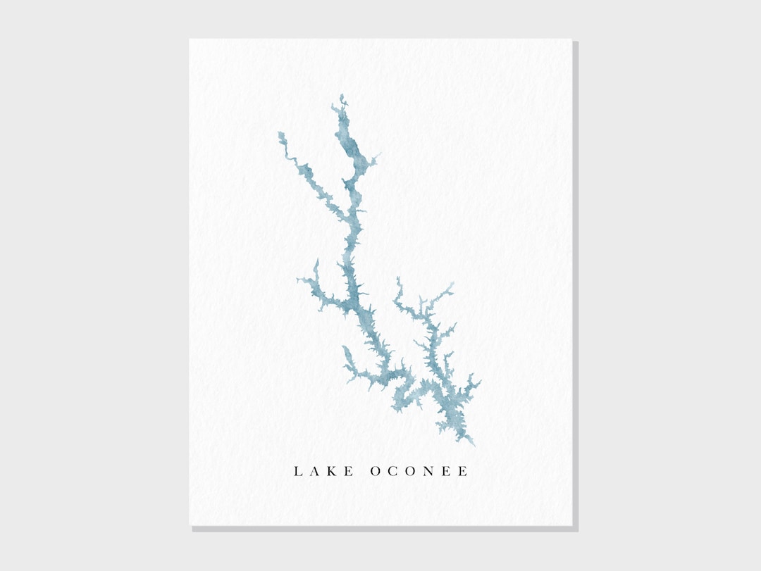 Lake Oconee | Georgia | Watercolor Lake Map Gift, Lake House Decor ...