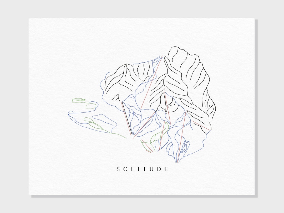 Solitude | Utah | Trail Map Gift for Mountain House Ski Decor ...
