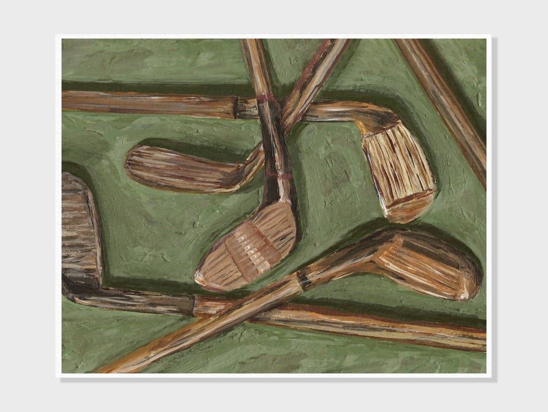 Antique Wooden Golf Clubs | Acrylic Painting | Vintage Golf, Irons and ...