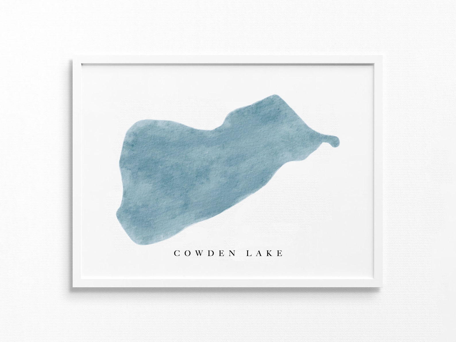 Cowden Lake | Michigan | Watercolor Lake Map Gift, Lake House Decor ...