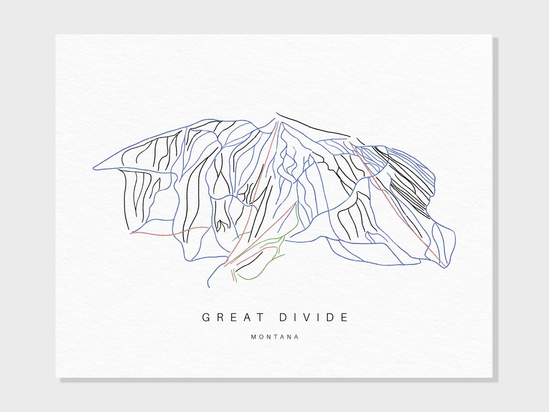 Great Divide | Montana | Trail Map Gift for Mountain House Ski Decor ...