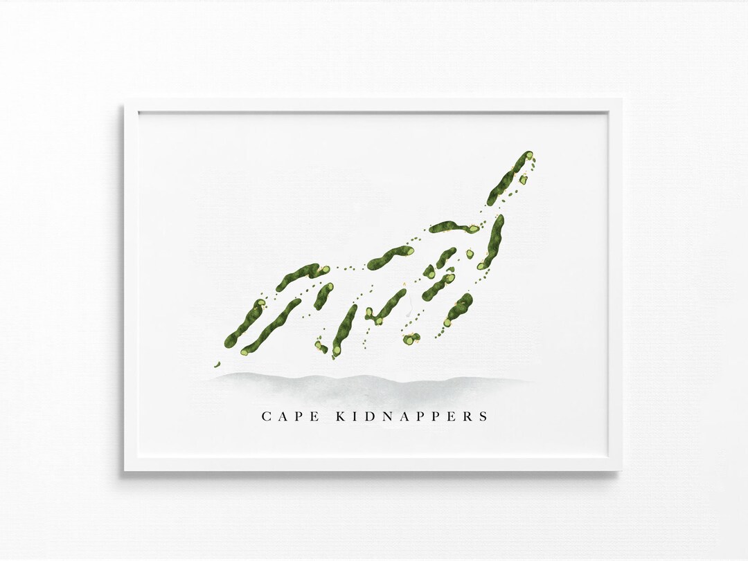 Cape Kidnappers New Zealand Course Map, Golf Painting, Golf Gift ...