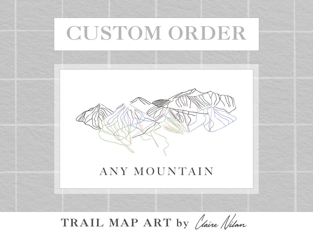 Custom Ski Map | Personalized Trail Map Gift, Mountain House Decor, Ski ...