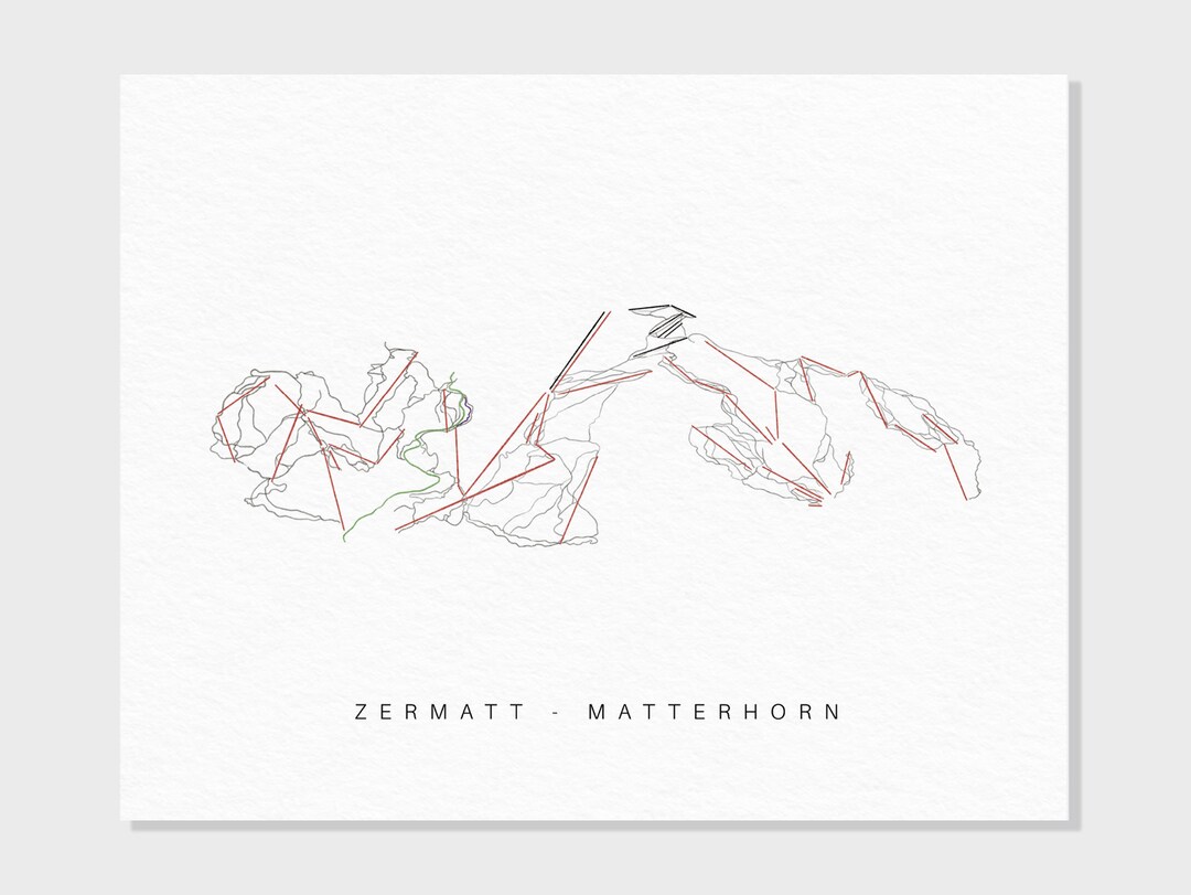 Zermatt-matterhorn | Switzerland | Ski Trail Map Gift, Mountain House ...
