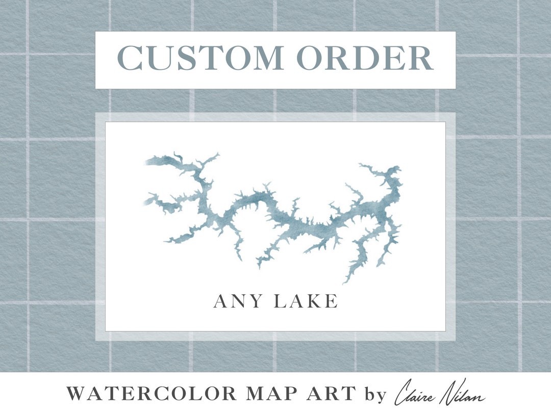 Custom Lake Map | Custom Lake Gift for Wall Art Lake House Decor ...
