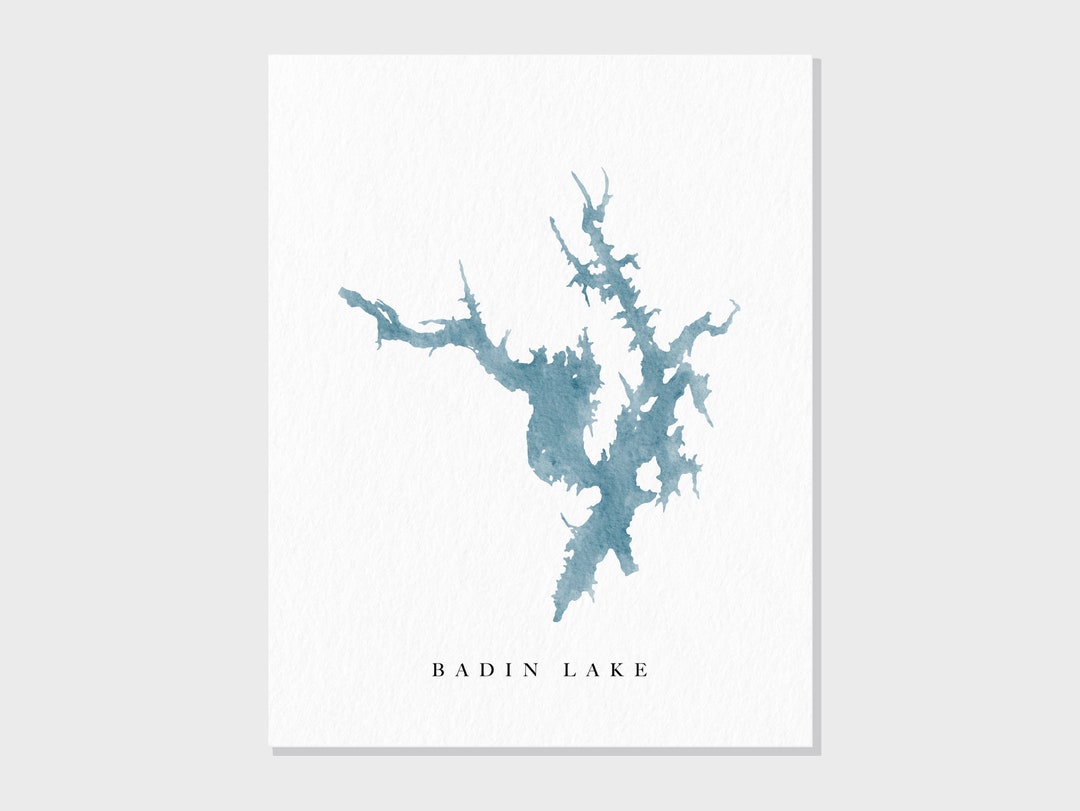 Badin Lake | North Carolina | Watercolor Lake Map Gift, Lake House ...