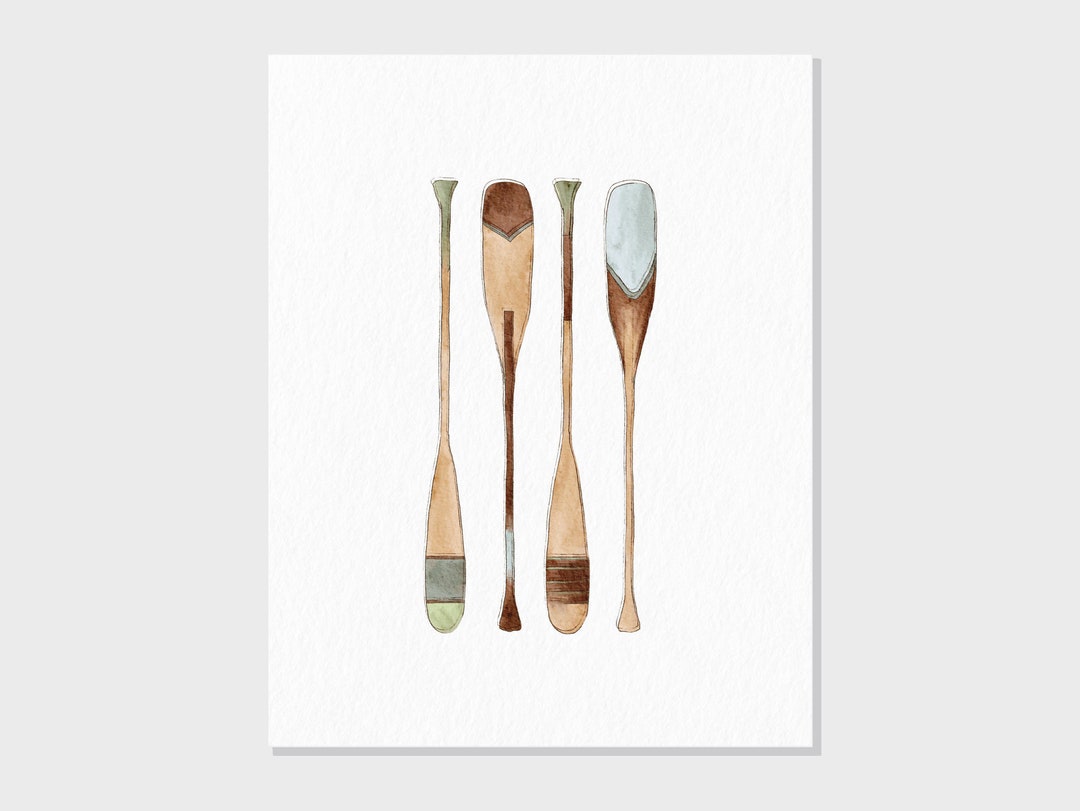 Vintage Canoe Paddle Oars | Lake House Wall Art, Coastal Nautical Print ...