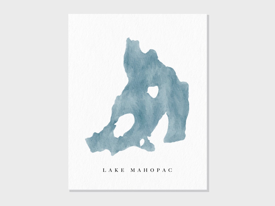 Lake Mahopac | New York | Watercolor Lake Map Gift, Lake House Decor ...