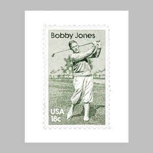 Vintage Stamp Bobby Jones | Postage Stamp Print | Postal Letter Wall ...