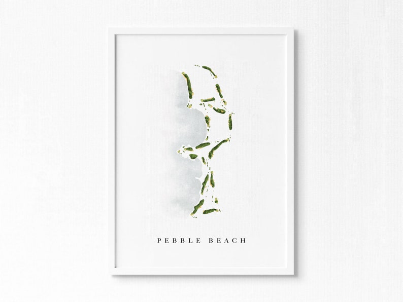 Pebble Beach California Golf Course Map Layout Golfer | Etsy