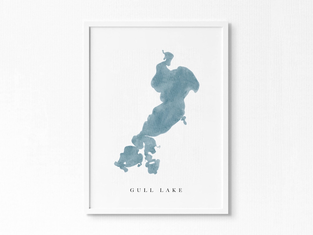 Gull Lake | Minnesota | Watercolor Lake Map Gift, Lake House Decor ...