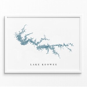Lake Keowee | South Carolina | Watercolor Lake Map Gift, Lake House ...
