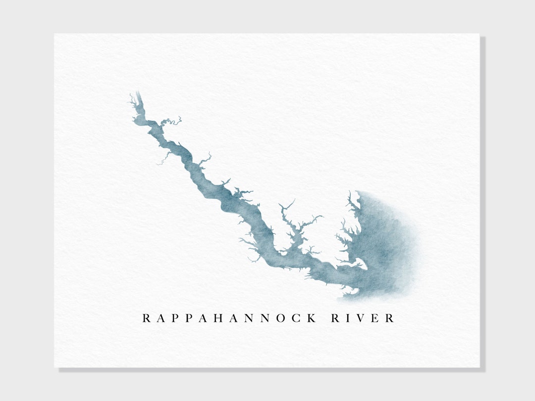 Rappahannock River | Virginia | Watercolor Lake Map Gift, Lake House ...