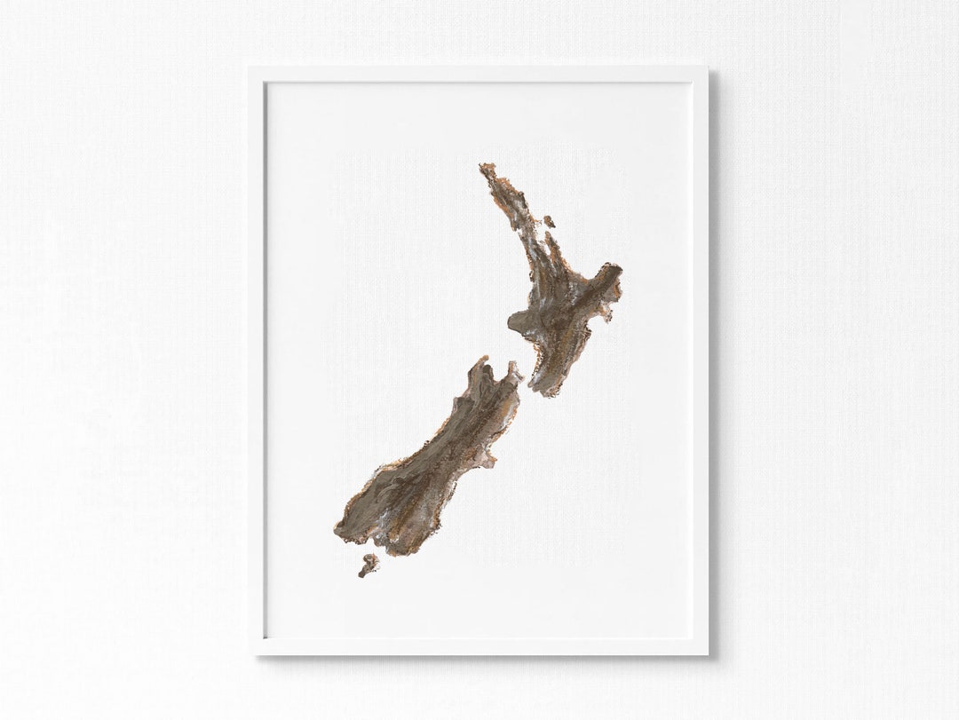 New Zealand | Abstract Map Art | Hand Painted NZ Map Outline, Acrylic ...
