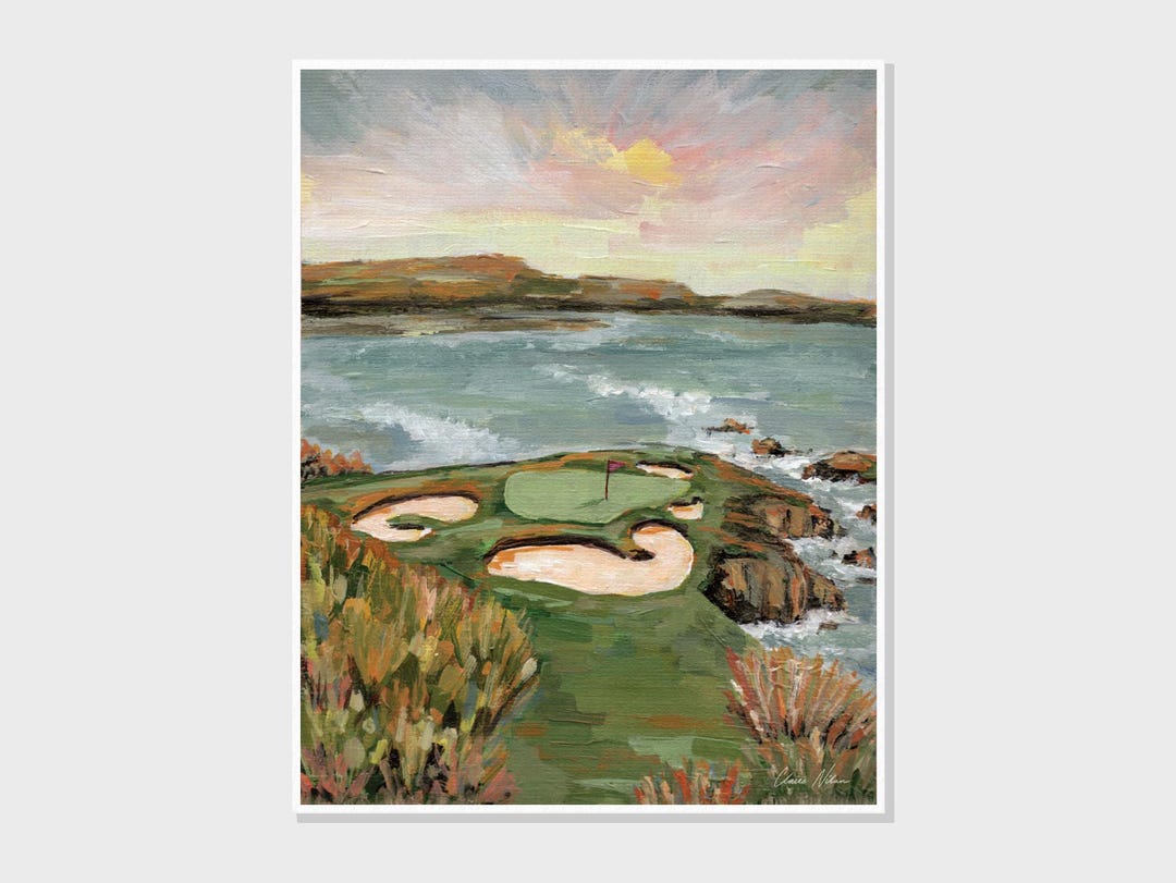Hole 7 at Pebble Beach | Golf Course Painting | Abstract Golf Course ...