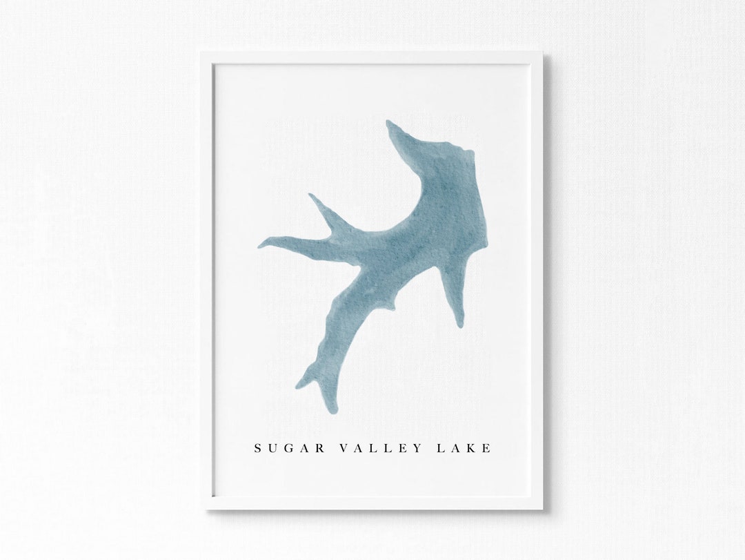 Sugar Valley Lake Mound City Ks Lake Map Lake Decor T Lake Layout Watercolor Style Print