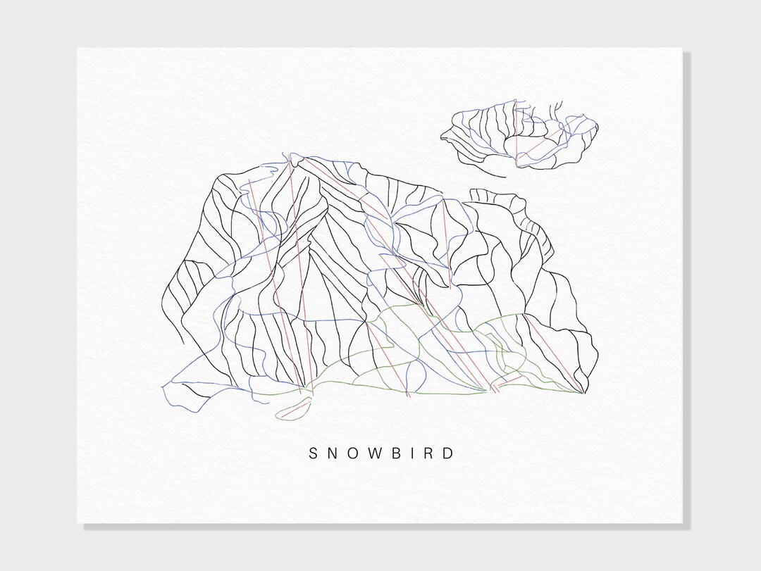 Snowbird | Utah | Trail Map Gift for Mountain House Ski Decor ...